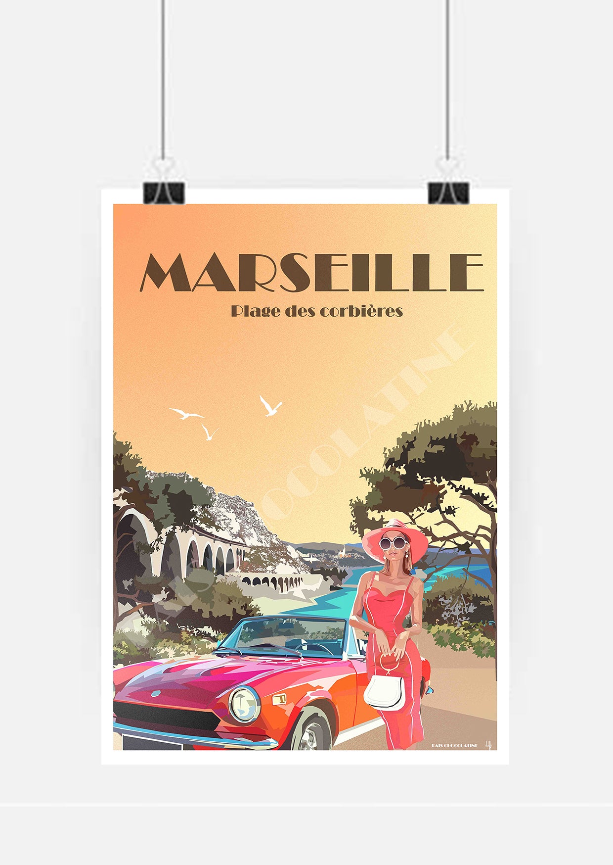Marseille Painting - Corbières Beach | Vintage Poster by Pais Chocolatine